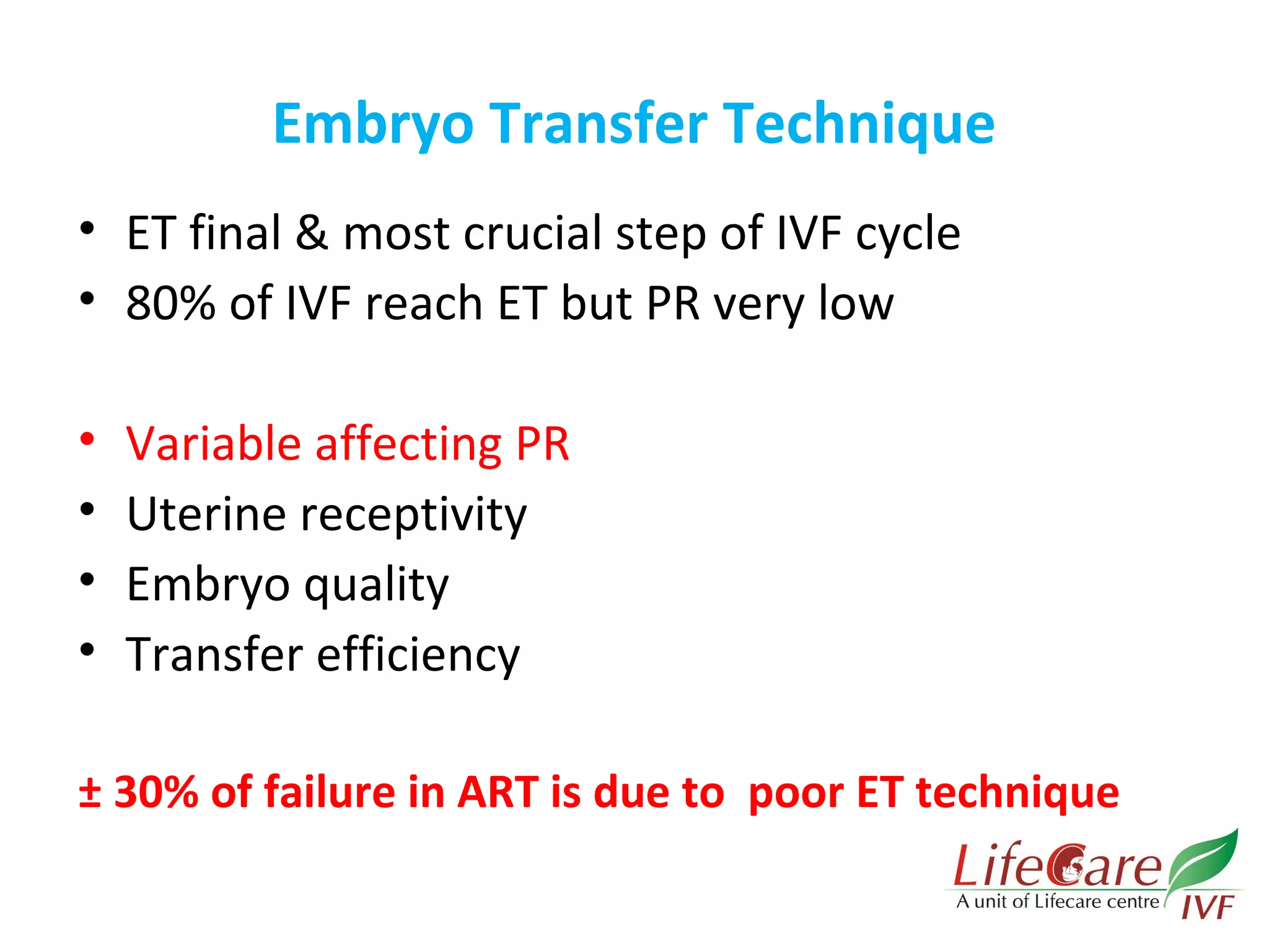 Embryo loading & Transfer , Lifecare IVF Dr. Aruna Saxena | PPT