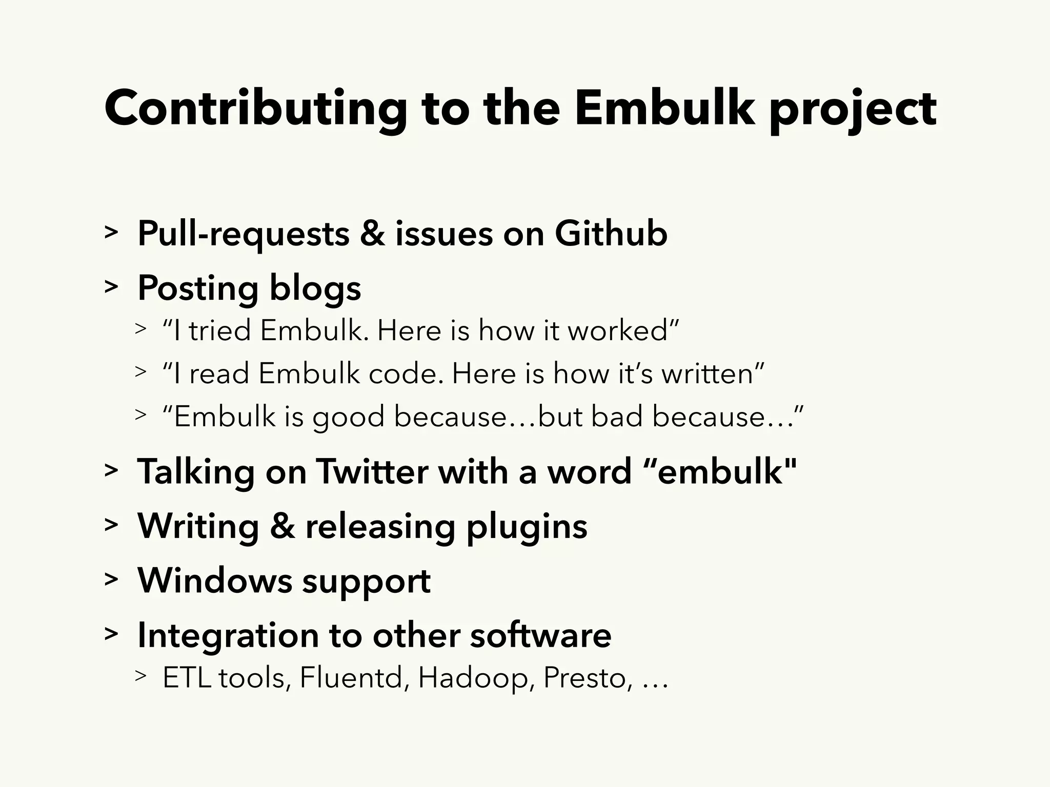 Embulk, an open-source plugin-based parallel bulk data loader | PPT