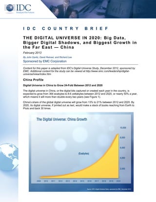 Analyst Report: The Digital Universe in 2020 - China | PDF