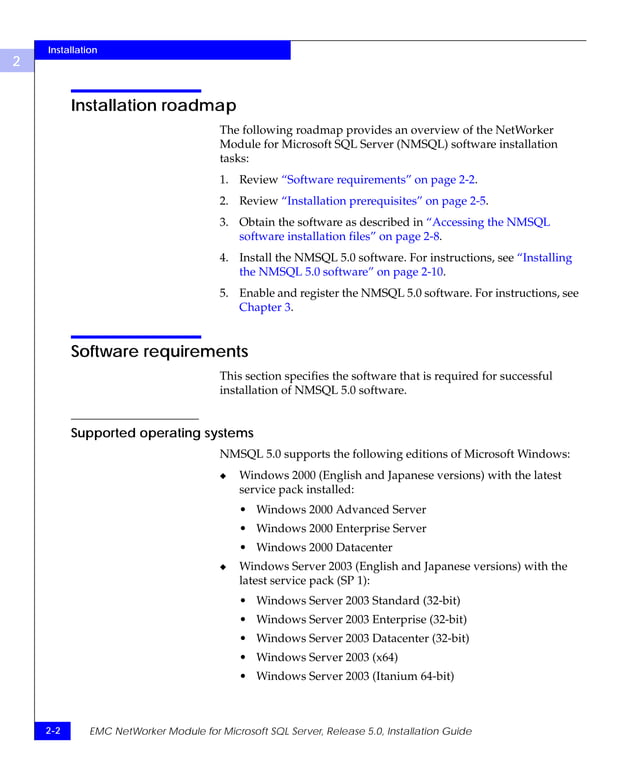 EMC NetWorker Module for Microsoft SQL Server, Release 5.0 | PDF
