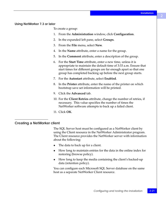EMC NetWorker Module for Microsoft SQL Server, Release 5.0 | PDF