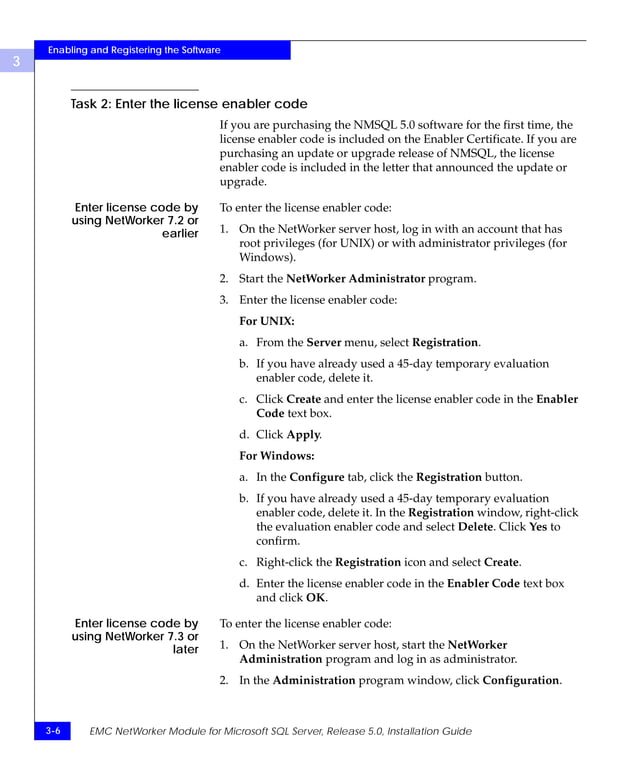 EMC NetWorker Module for Microsoft SQL Server, Release 5.0 | PDF
