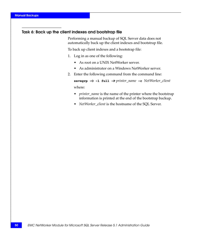 EMC NetWorker Module for Microsoft SQL Server Release 5.1 ... | PDF