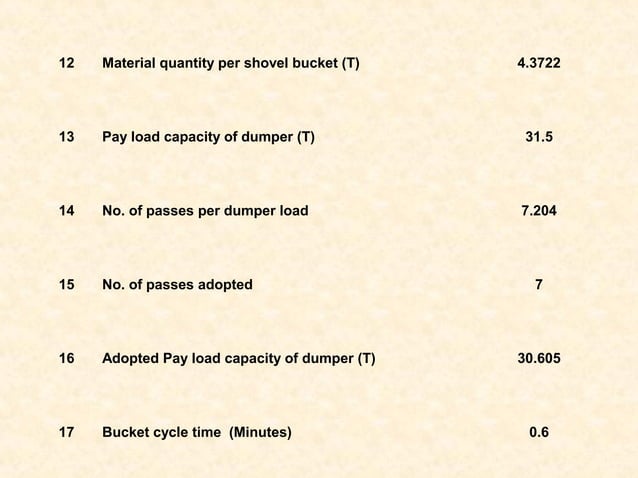 Basic E&Mcalculations for a coal mining project | PPT
