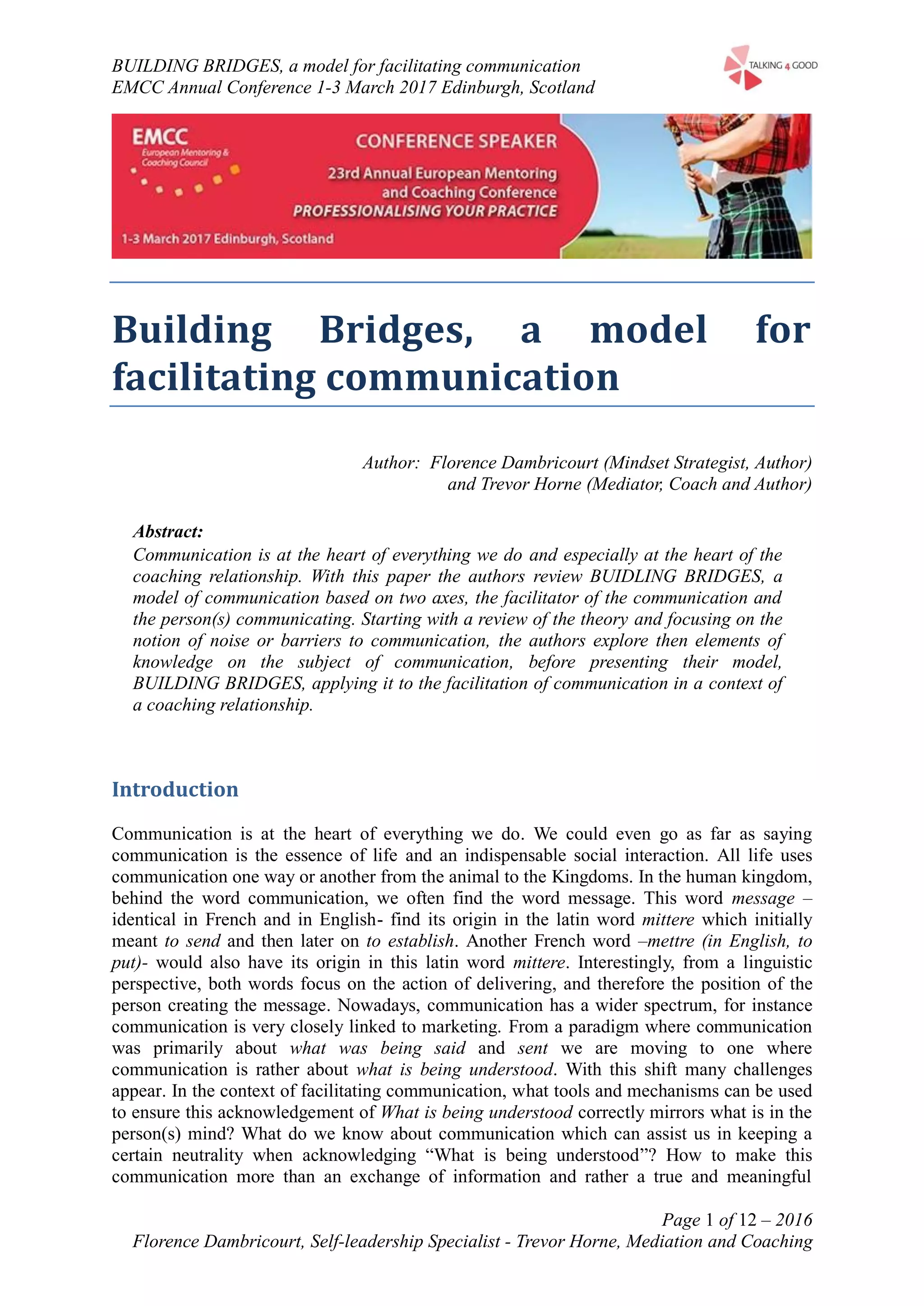 Building Bridges, a model for facilitating communication | PDF