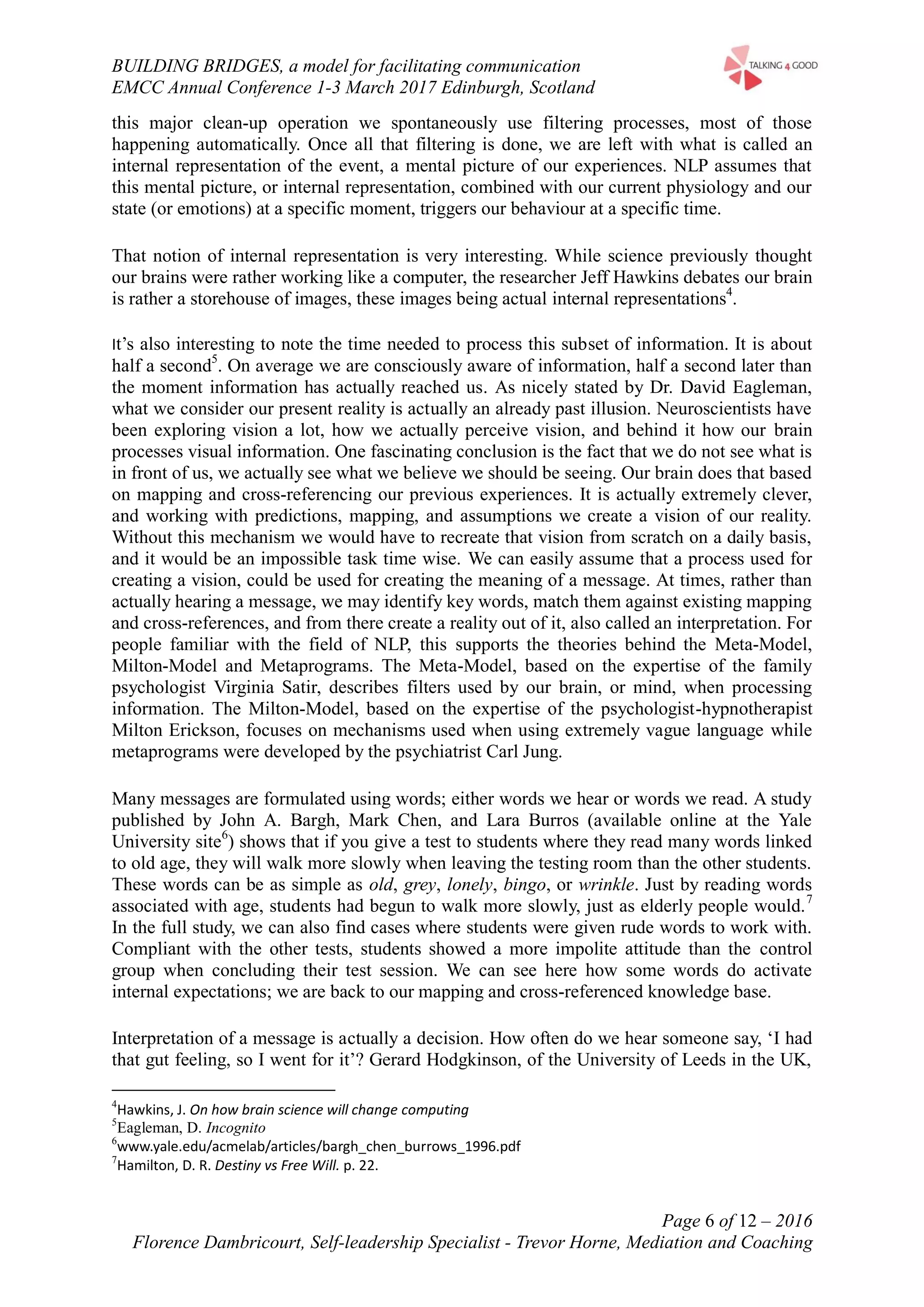 Building Bridges, a model for facilitating communication | PDF