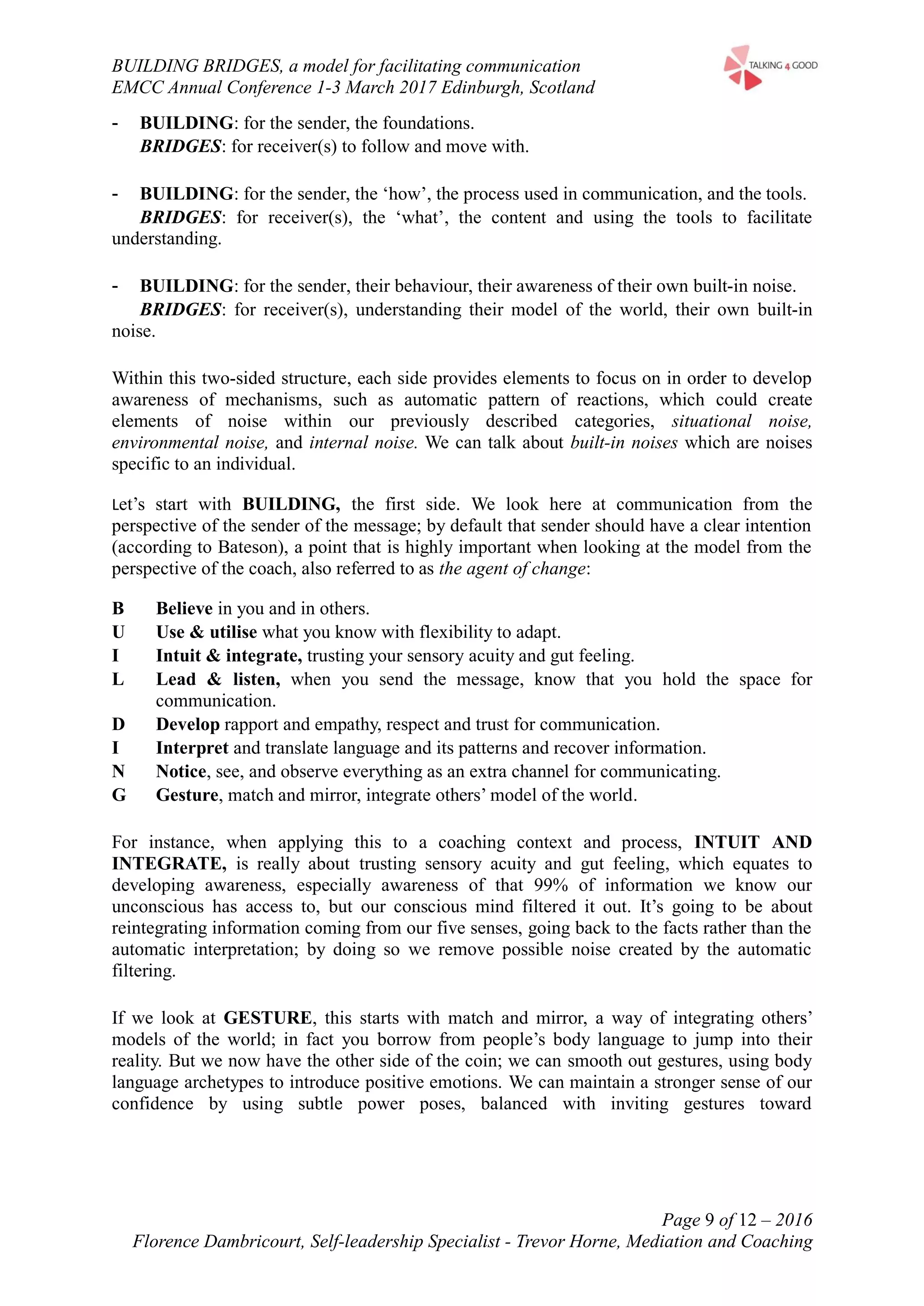 Building Bridges, a model for facilitating communication | PDF