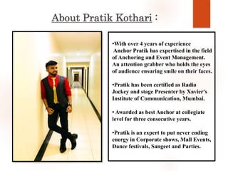 Emcee pratik profile | Anchor | Host | Compere | PPT