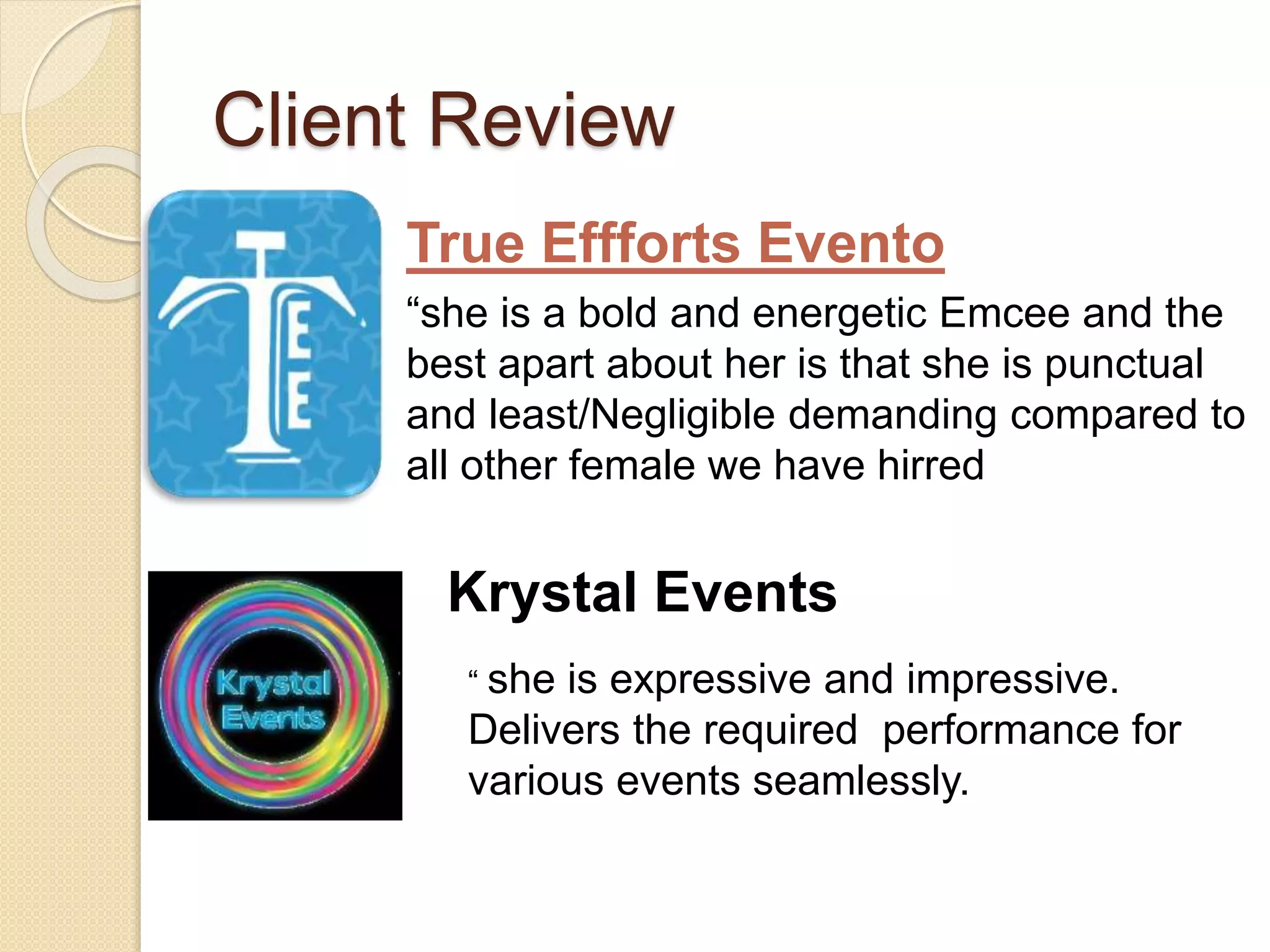 Emcee profile | PPTX | Events