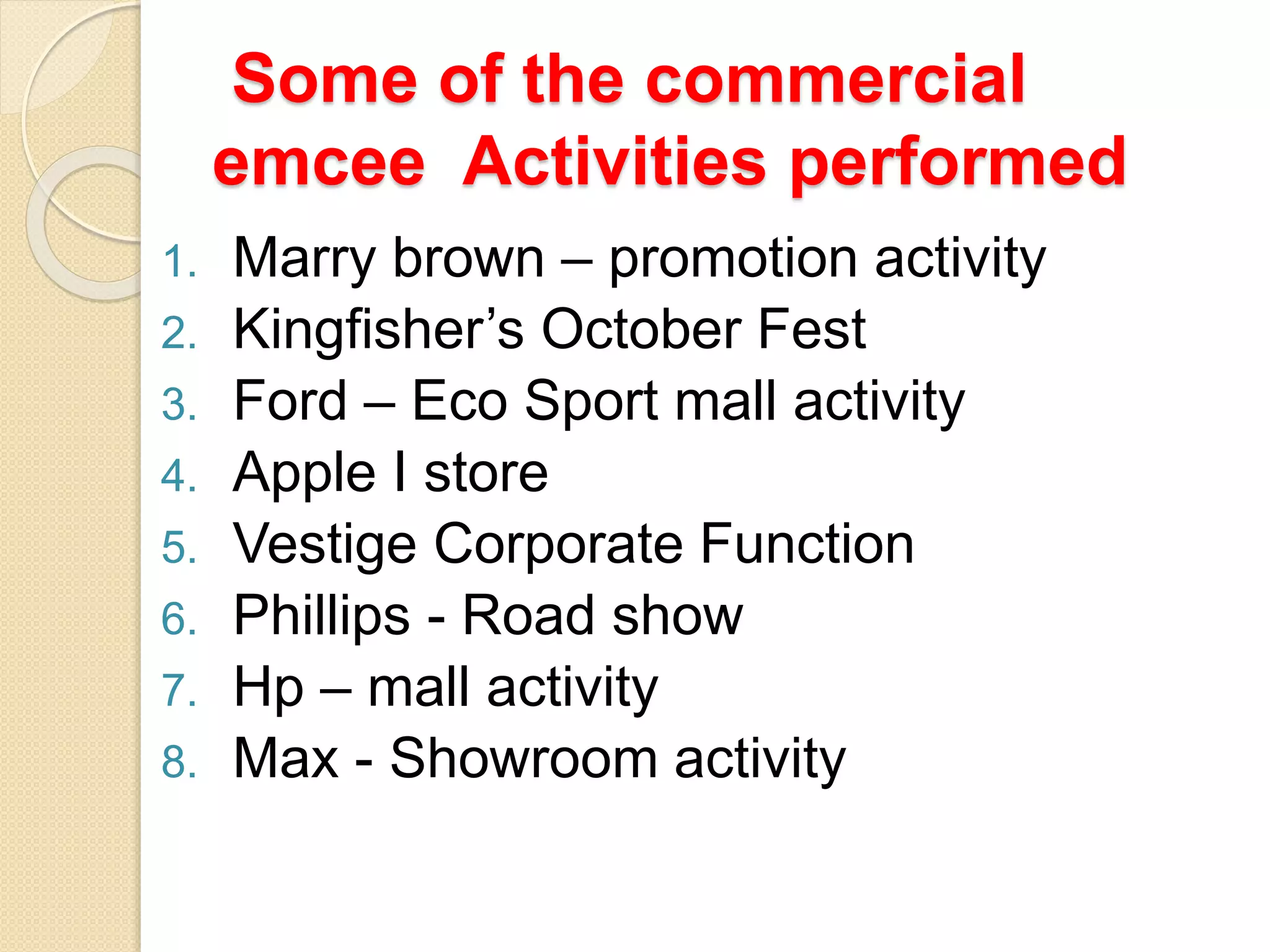 Emcee profile | PPTX | Events