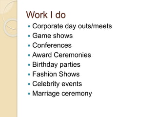 Emcee profile | PPTX | Events