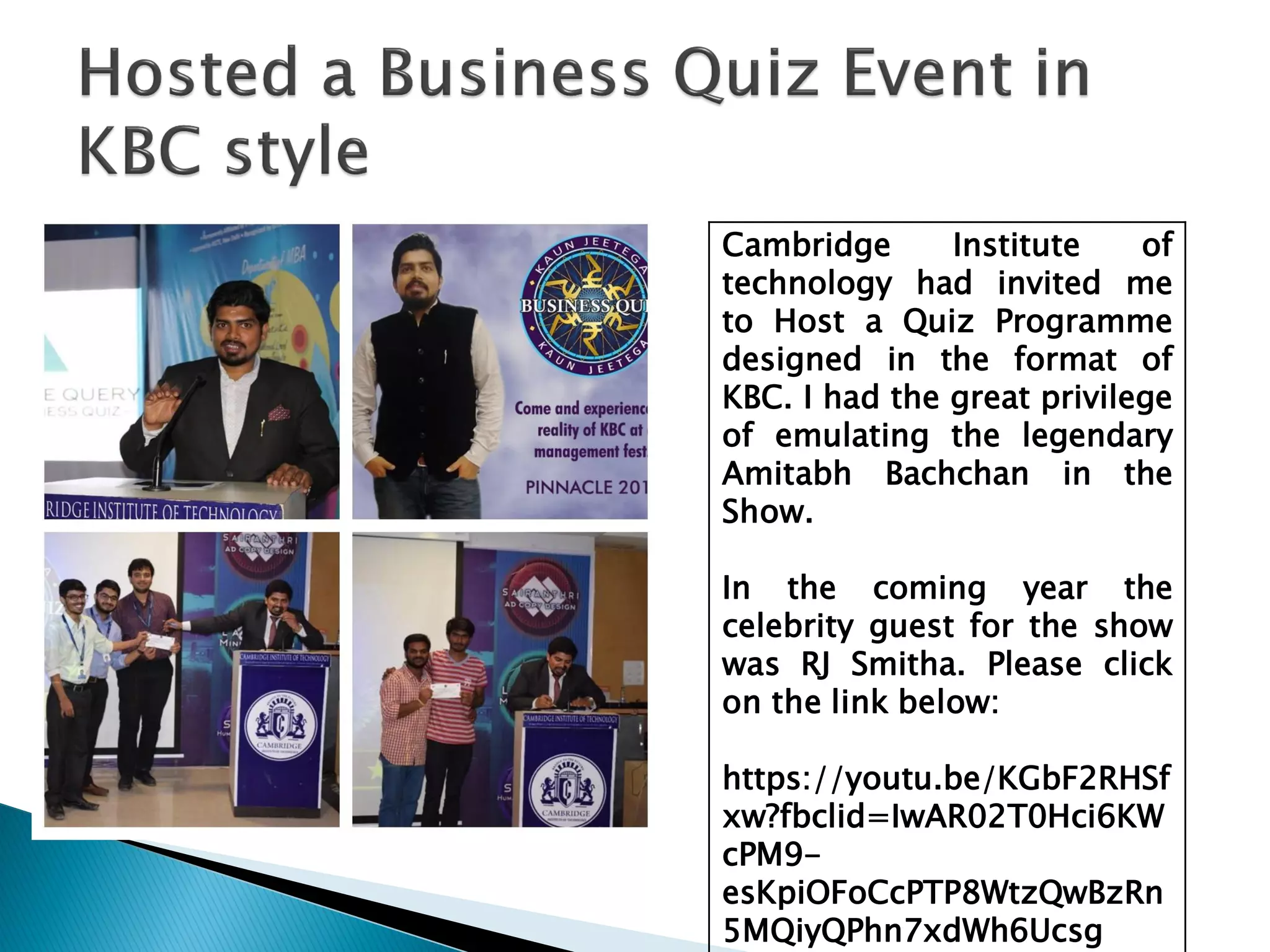 Emcee profile subbu | PPT