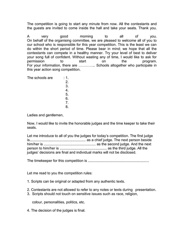 Emcee script | DOC | Awards Shows | Events