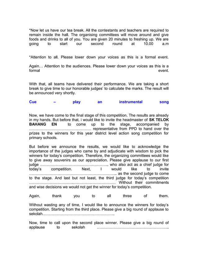 Emcee script | DOC | Awards Shows | Events