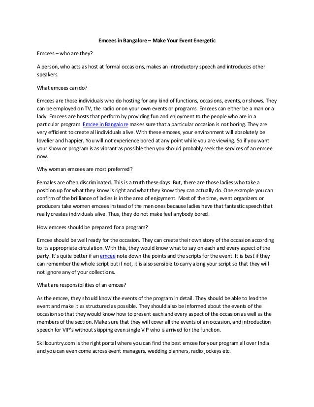 Sample Emcee Script For Conference Multiprogramskills Sample Emcee Script For Conference Multiprogramskills