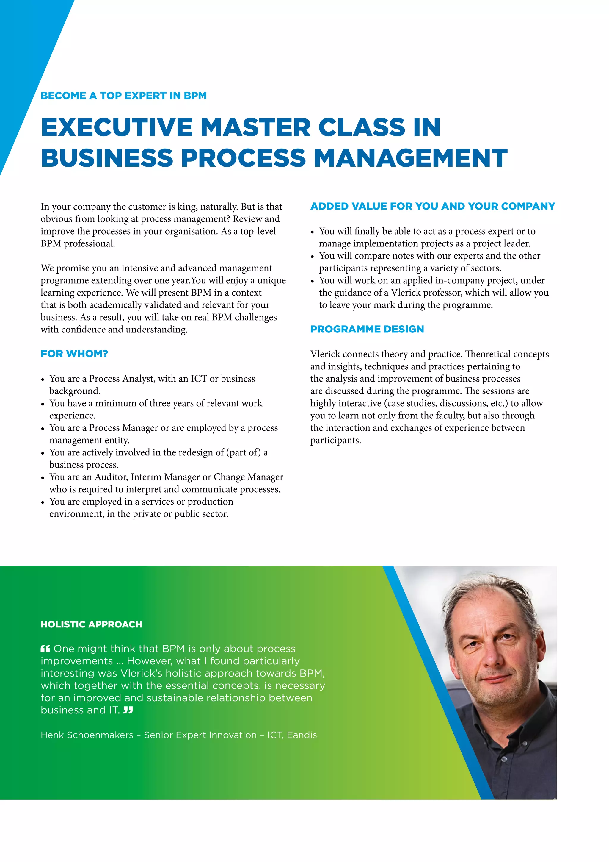 Brochure Executive Master Class in business process management | PDF