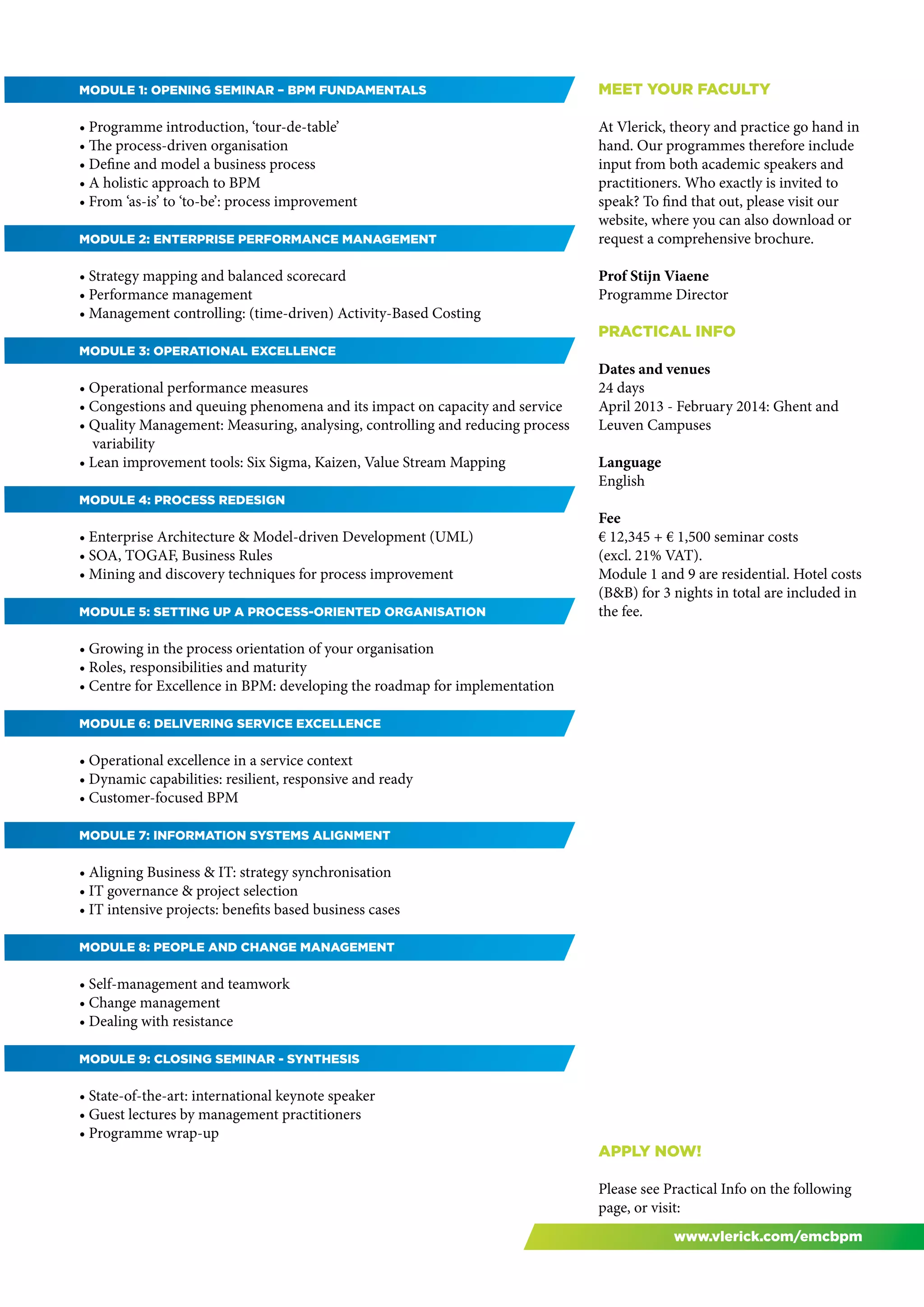 Brochure Executive Master Class in business process management | PDF