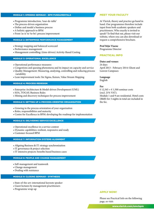 Brochure Executive Master Class in business process management | PDF