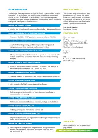 Brochure Executive Master Class in corporate finance | PDF