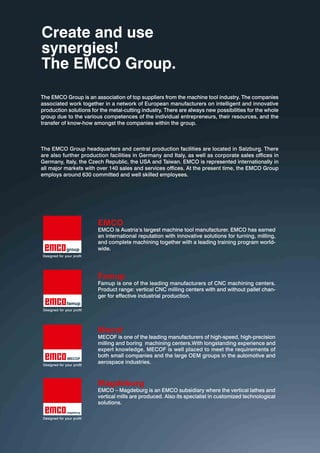 EMCO Lathe & Milling Machine Manufacturer, CNC Training ...