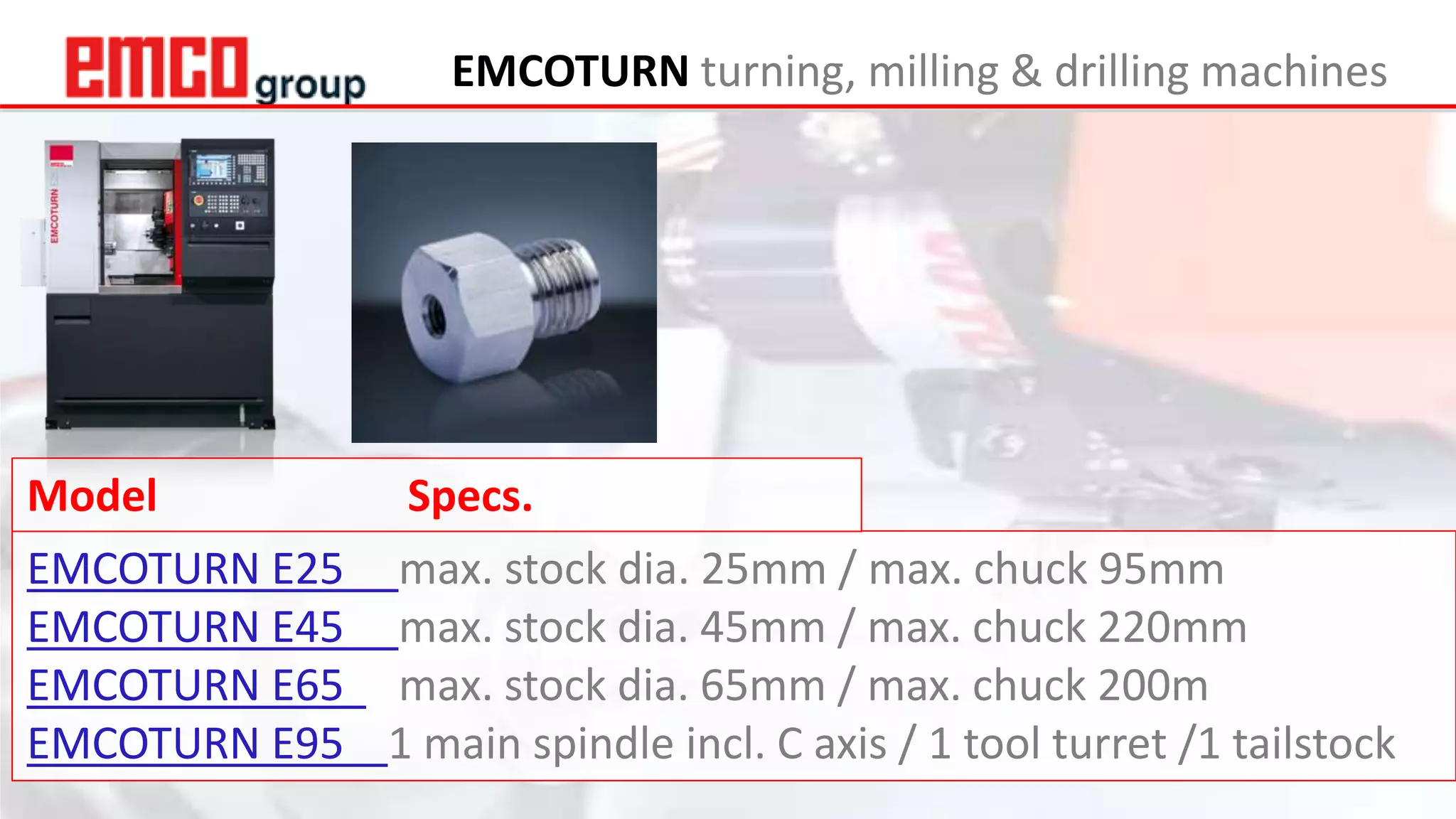 EMCO Milling - Turning Machines | PPTX | Woodworking | Arts and Crafts