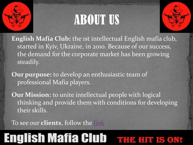 English Mafia Club's presentation | PPTX | Video Game Genres | Video Gaming