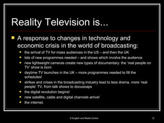 Reality TV unit1 introduction to (EMC) | PPT