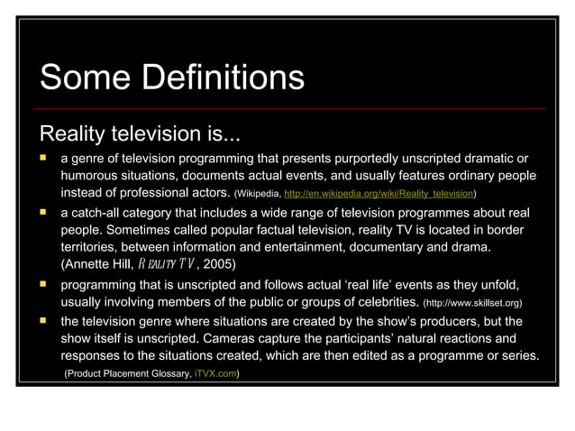 Reality TV unit1 introduction to (EMC) | PPT