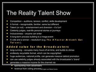 Reality TV unit1 introduction to (EMC) | PPT