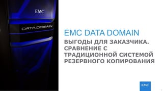 EMC DATA DOMAIN. Выгоды для заказчика. Сравнение с традиционной ...