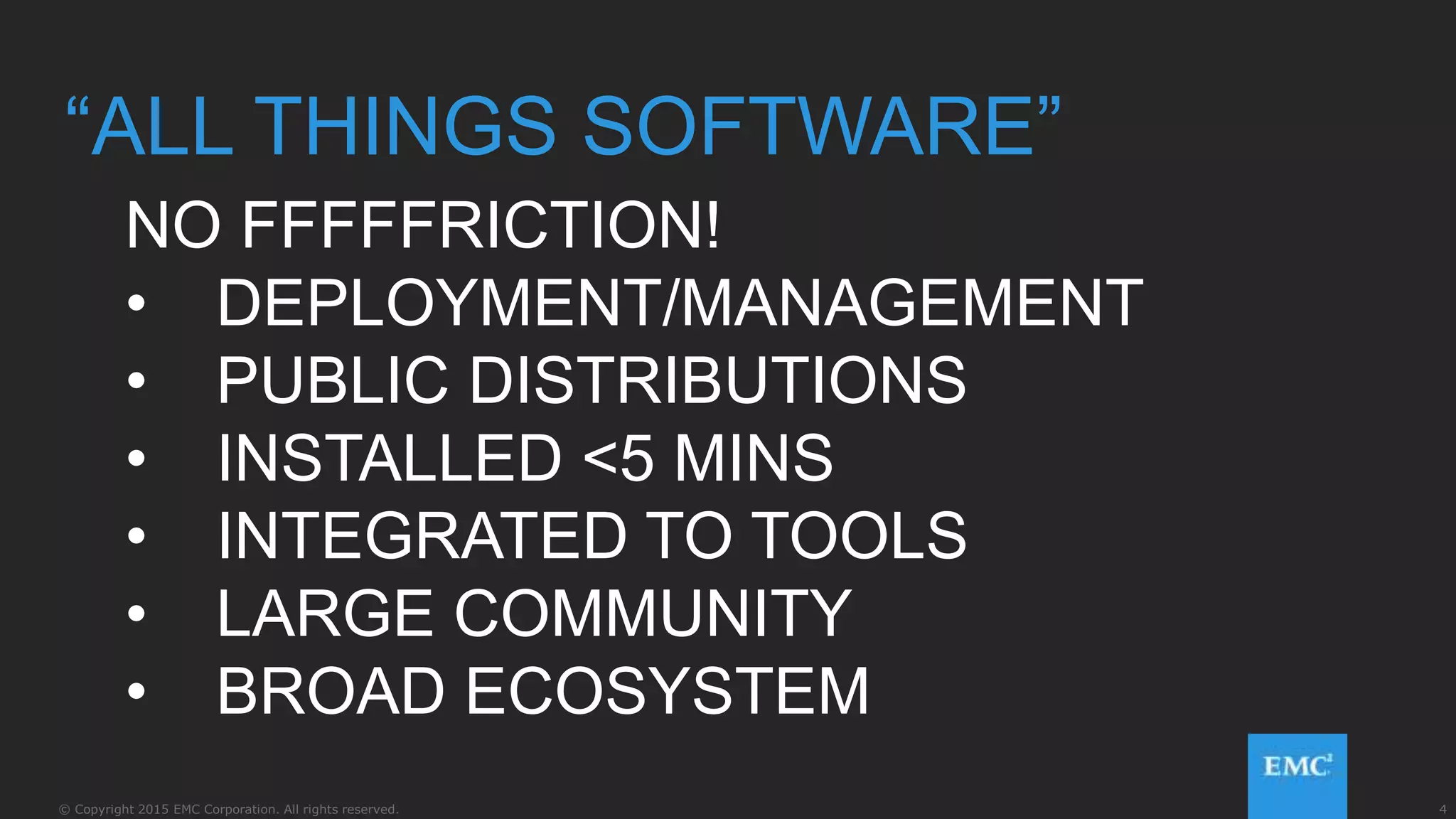 EMCW2015 - Frictionless Deployment of SDS | PPT