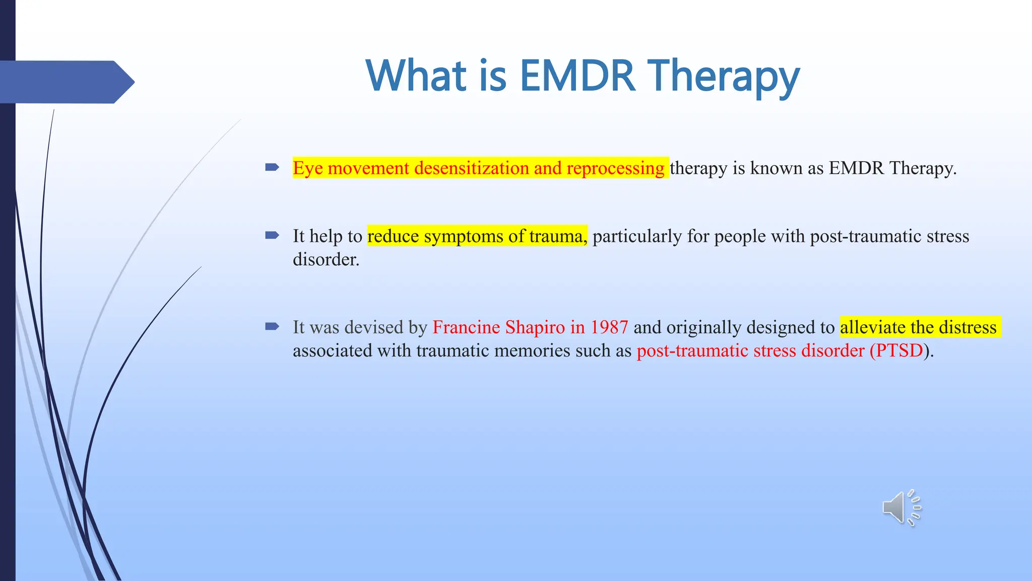 EMDR -EYE MOVEMENT DESENSITIZATION THERAPY | PPTX