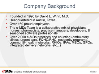 e-MDs Summary Overview | PPT