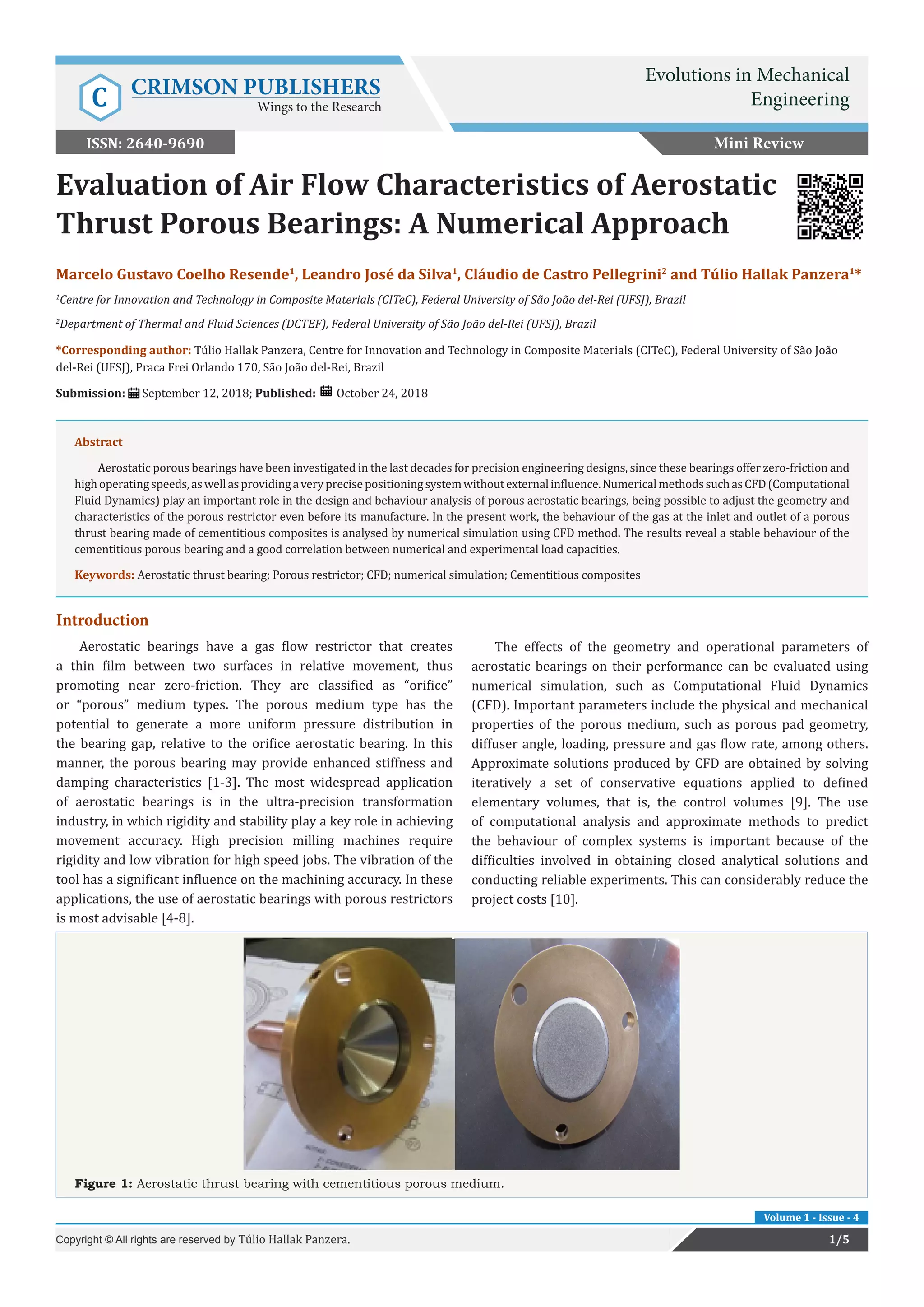 Evaluation of Air Flow Characteristics of Aerostatic Thrust Porous ...