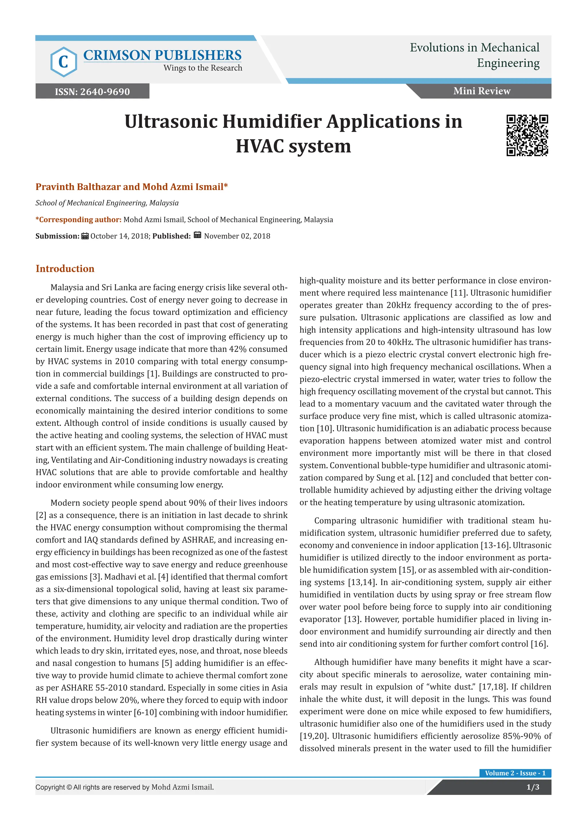 Ultrasonic Humidifier Applications in HVAC system | PDF