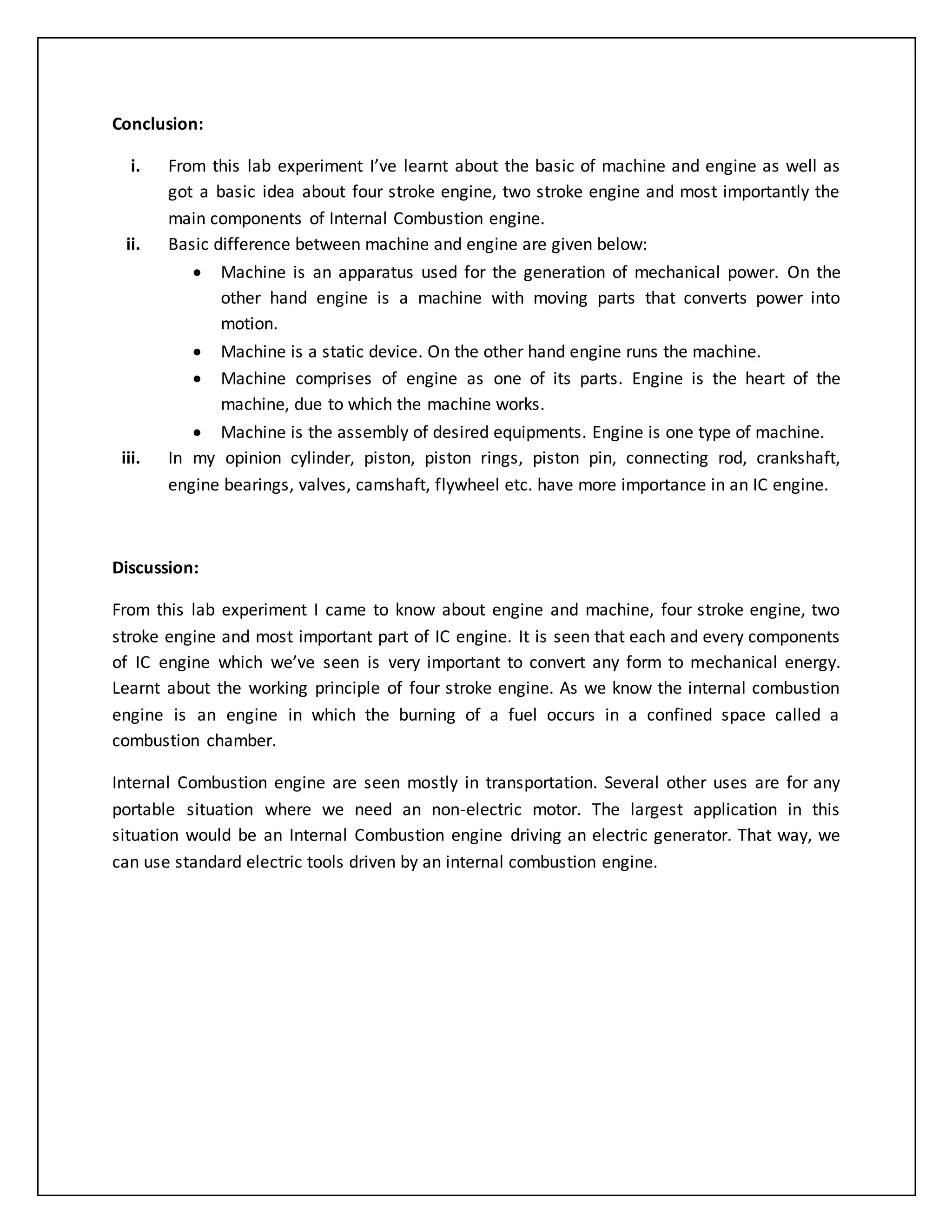 Study on IC Engine | DOCX