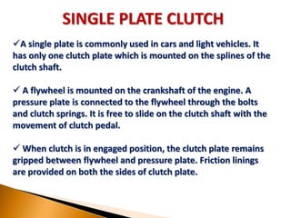 Disc Clutch (Single Plate Clutch) EME | PPTX | Auto Technology | Automotive
