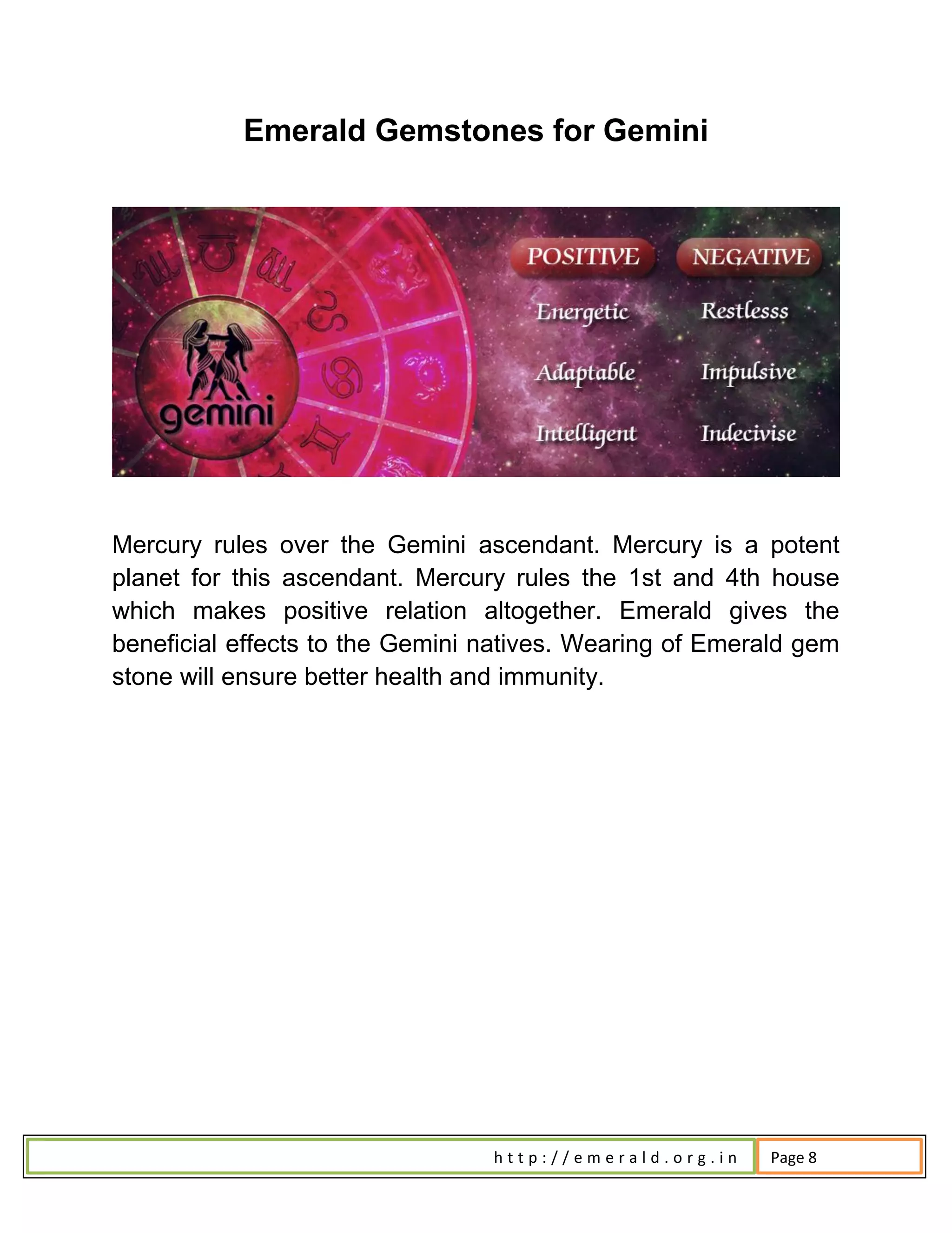 Emerald gemstone for various zodiac signs | PDF