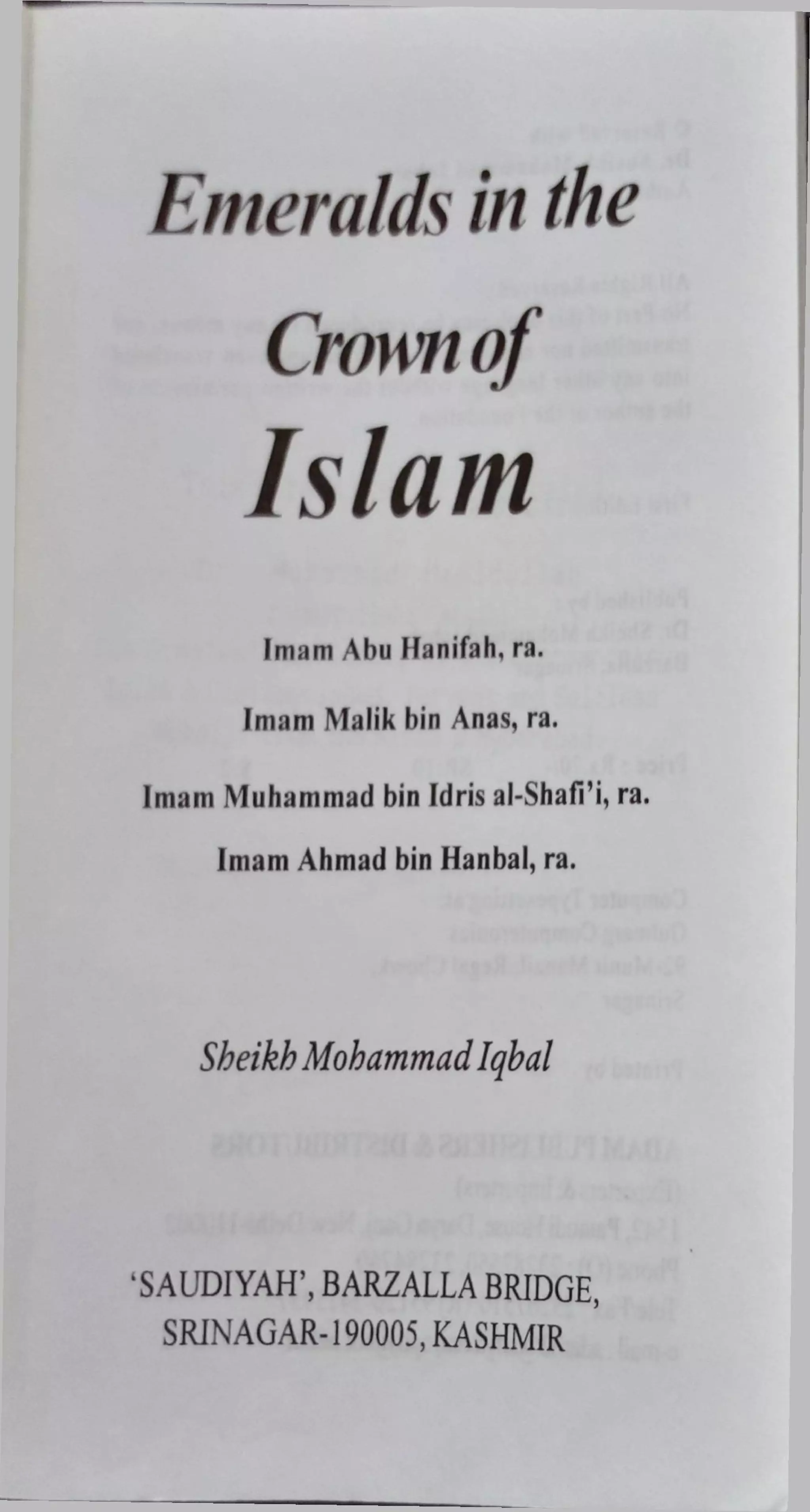 Emeralds in the crown of islam by dr shaykh mohammad iqbal | PDF
