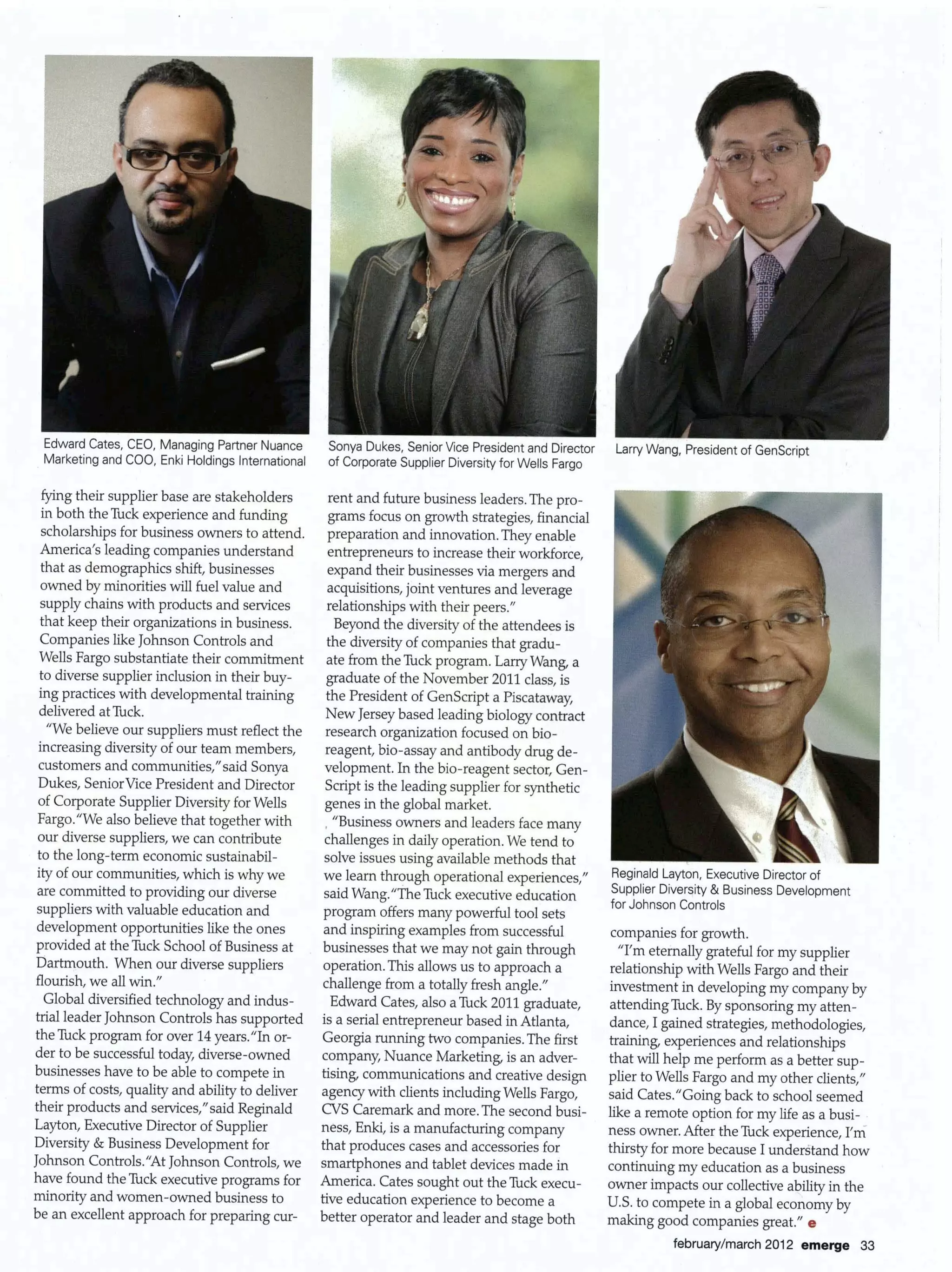 Edward Cates Featured in Emerge Magazine - FEB 2012 | PDF