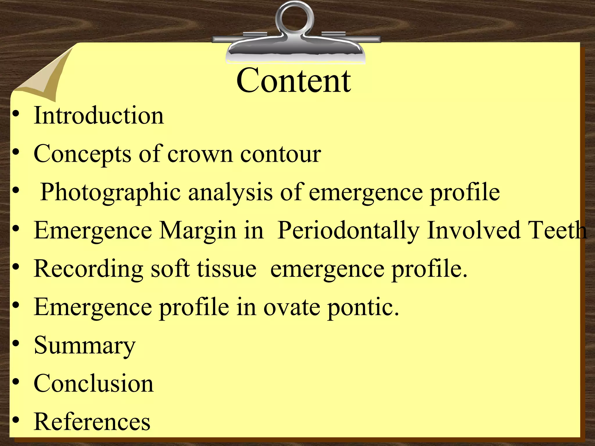Emergence profile in fixed partial denture. | PPT