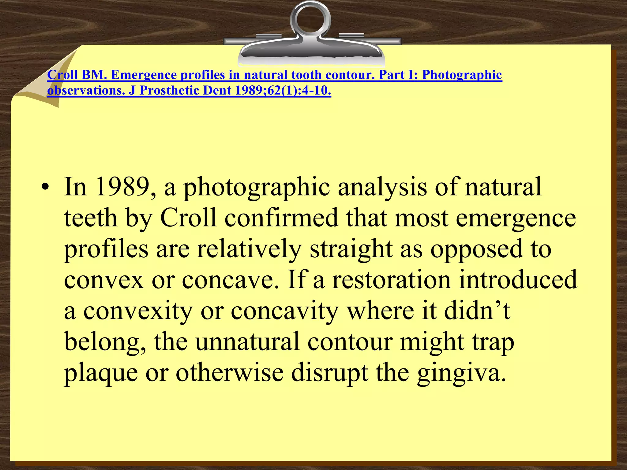 Emergence profile in fixed partial denture. | PPT