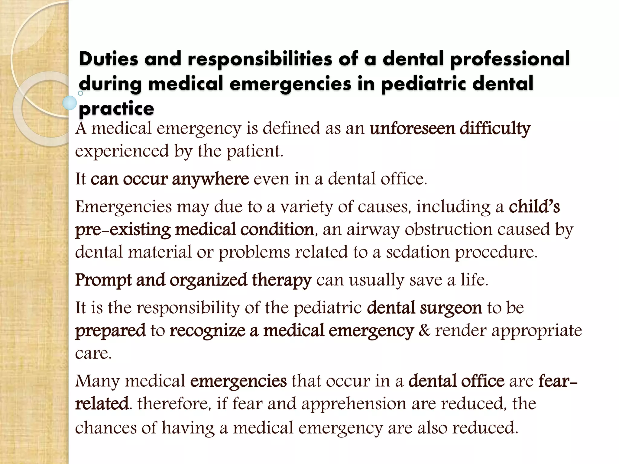 Emergencies in pediatric dental practice | PPTX