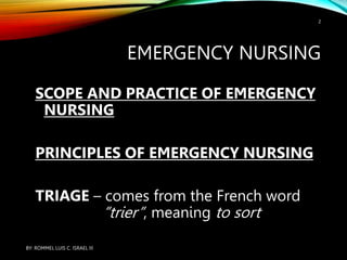 EMERGENCY AND DISASTER NURSING | PPT