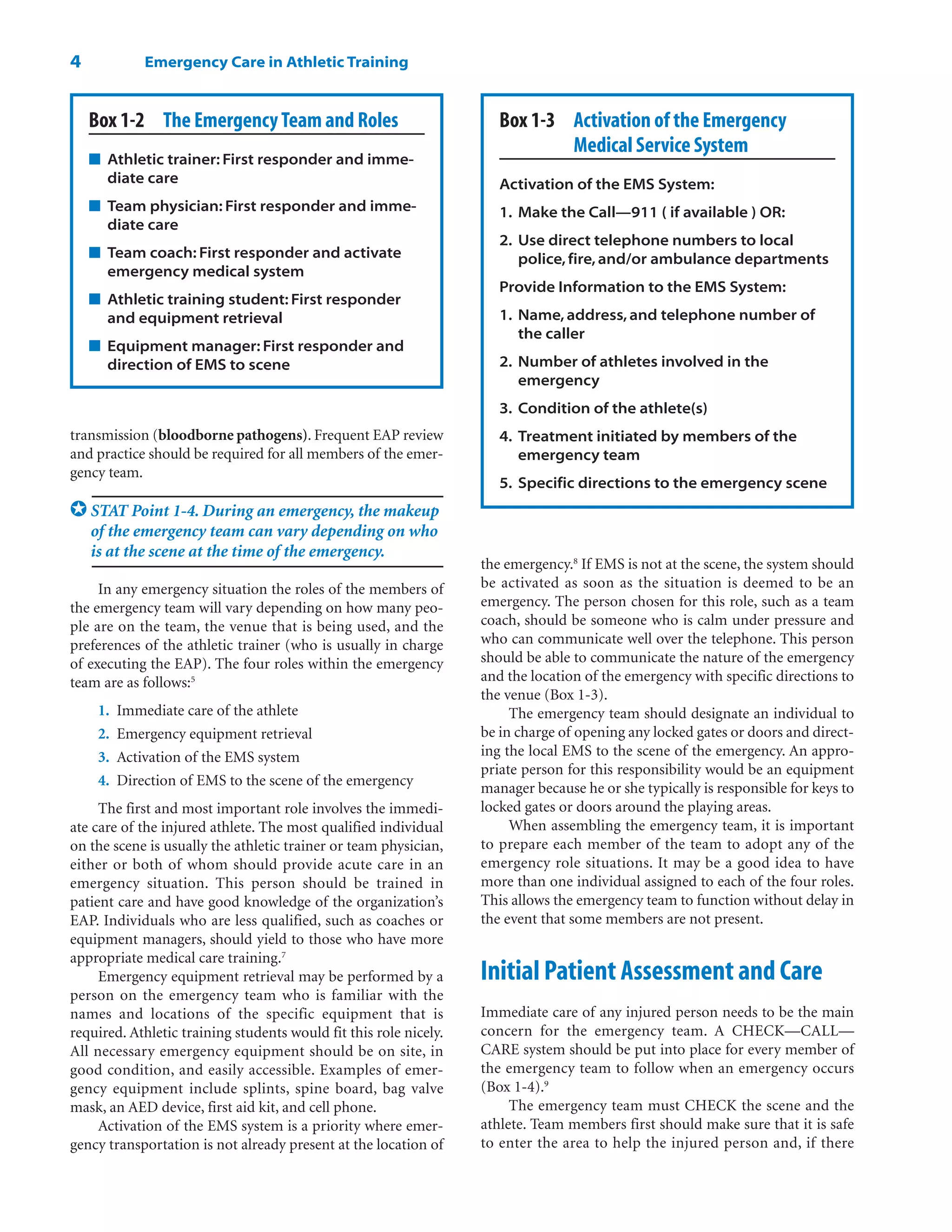 Emergency Care in Athletic Training | PDF