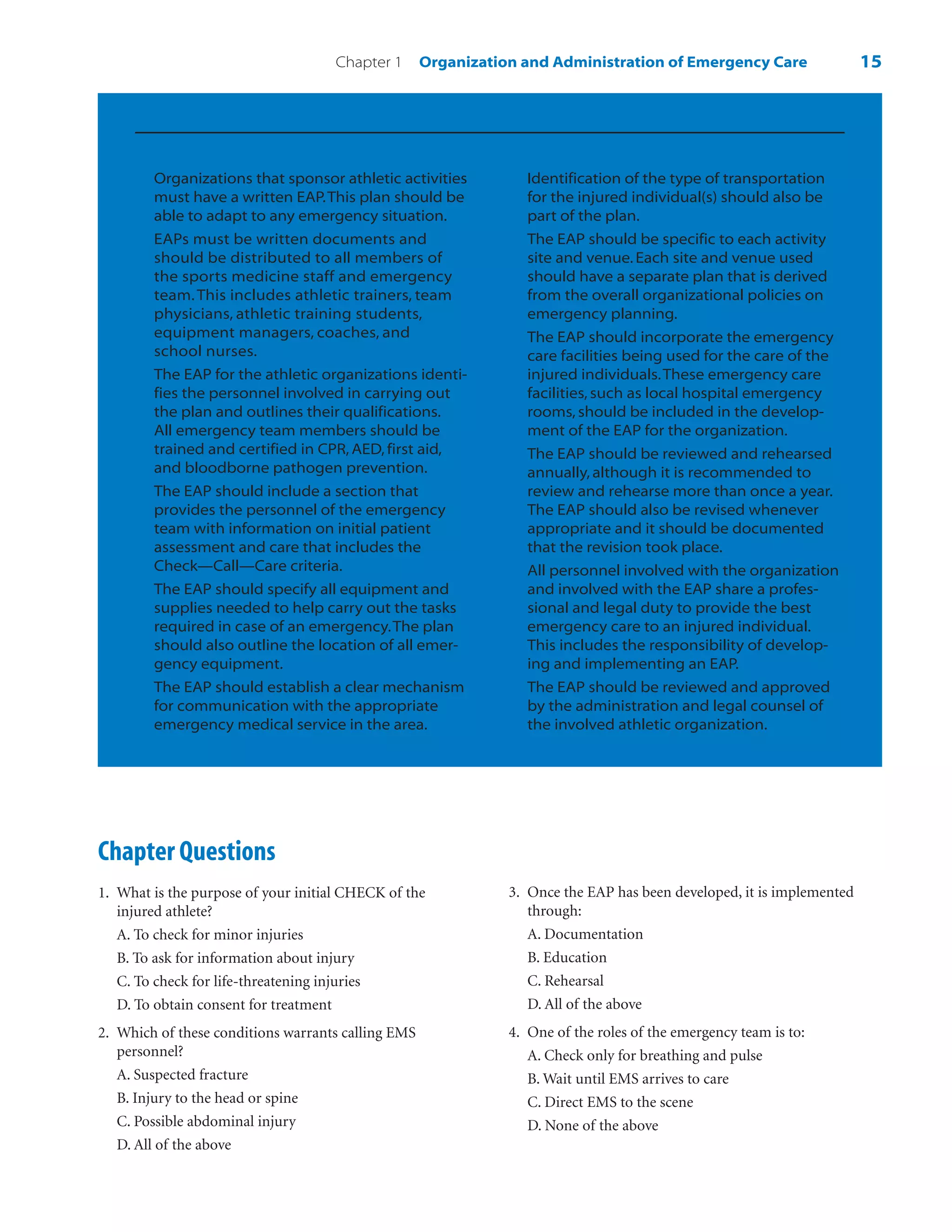 Emergency Care in Athletic Training | PDF