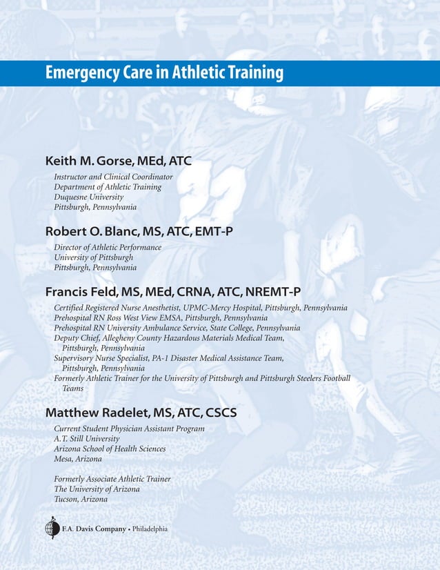 Emergency Care in Athletic Training | PDF