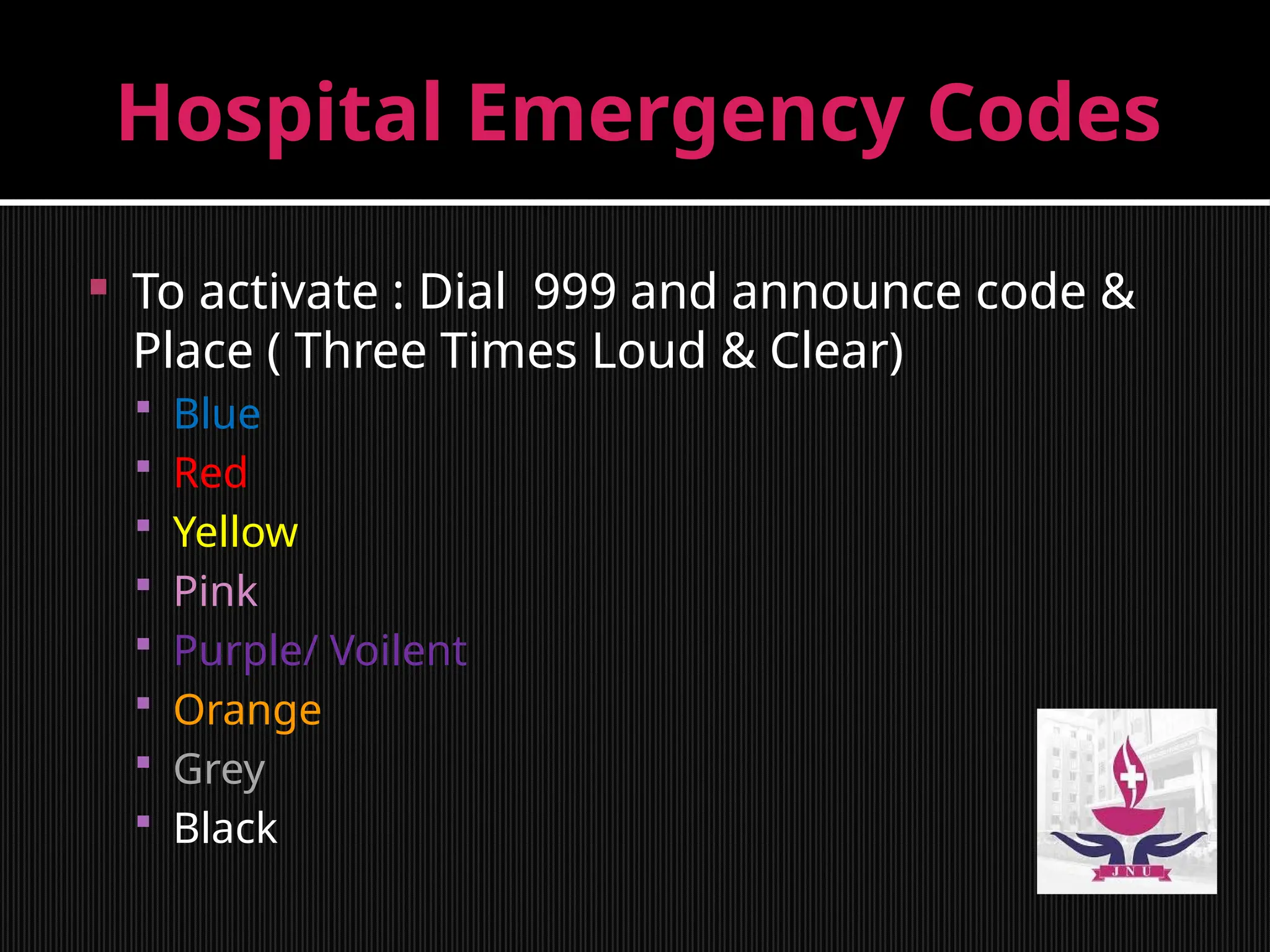 Hospital emergency codes power point of hospital | PPTX