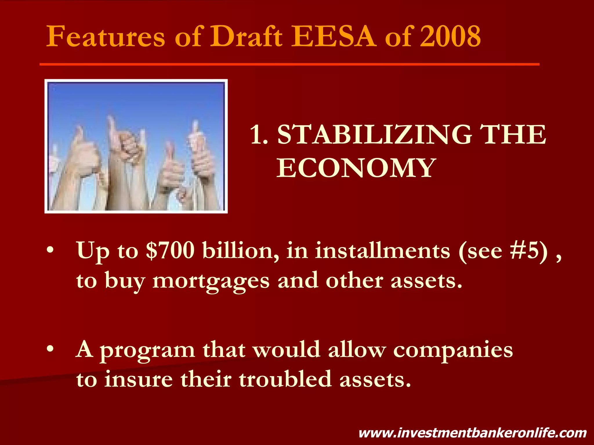 Emergency Economic Stabilization Act Of 2008 | PPT