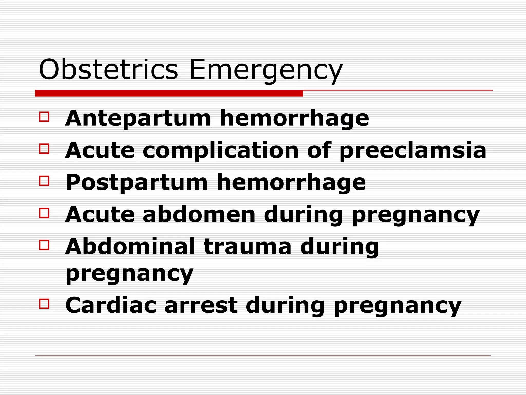 Emergency Obstertrics & Gynecology | PPT